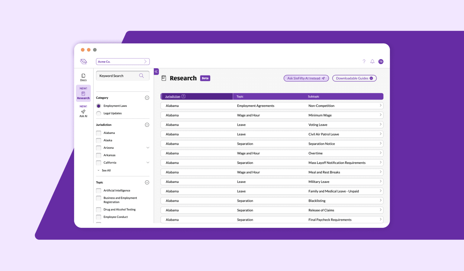 50-State Employment Law Research - SixFifty